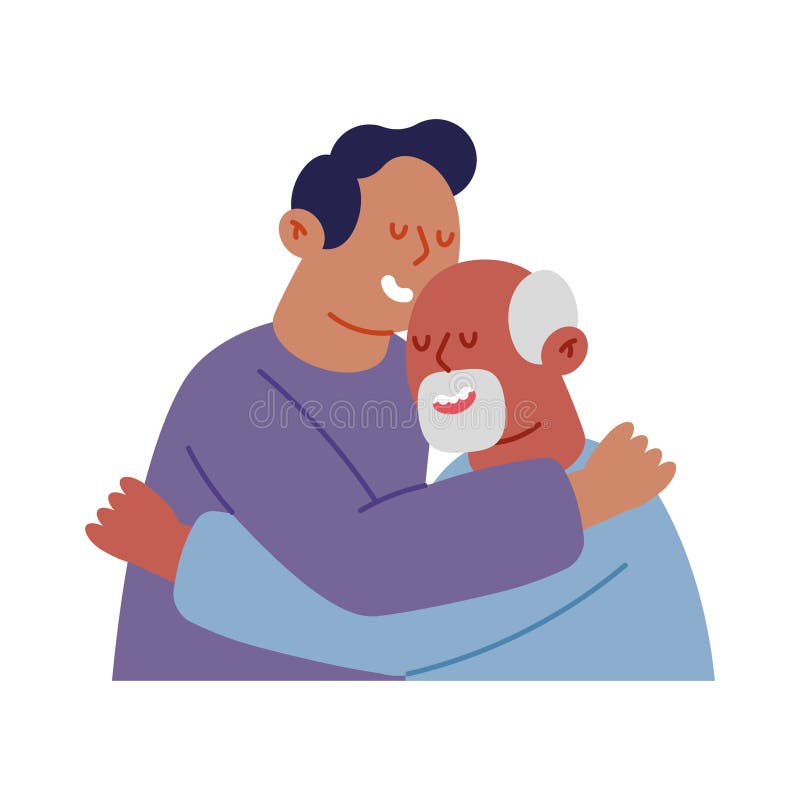 Old Father and Son Embracing Stock Vector - Illustration of isolated ...