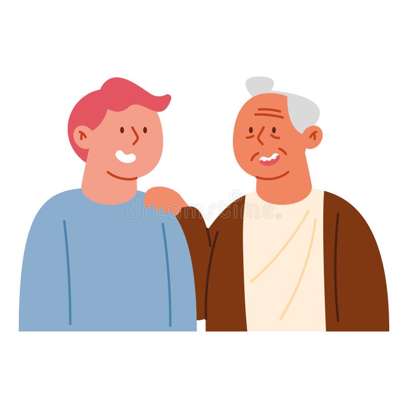 Old father and son smiling stock vector. Illustration of aged - 307944427