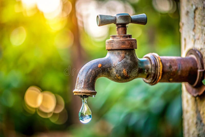 Old Faucet with Leaking Drop of Water Stock Illustration - Illustration ...