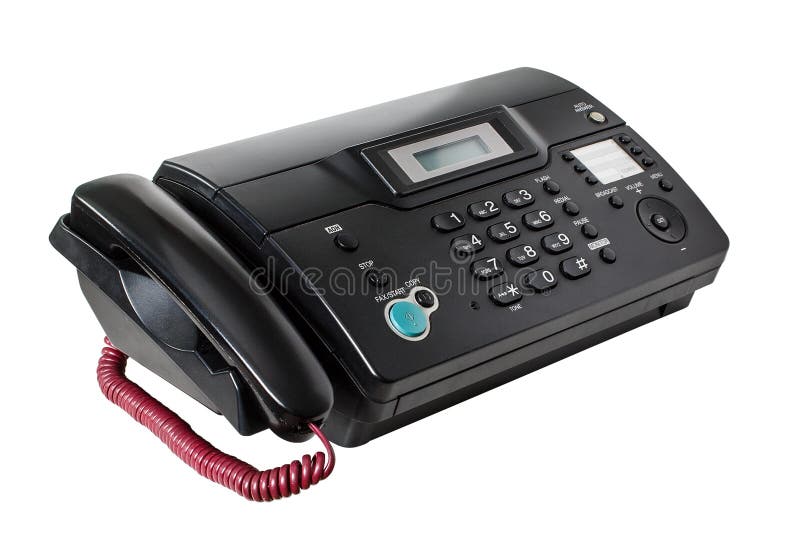 Old Fax Machine Close Up, On A White Background Stock Photo - Image of ...