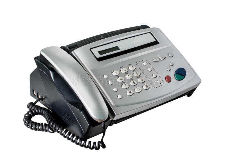 Old Fax Machine Close Up, on a White Background. Stock Photo - Image of ...