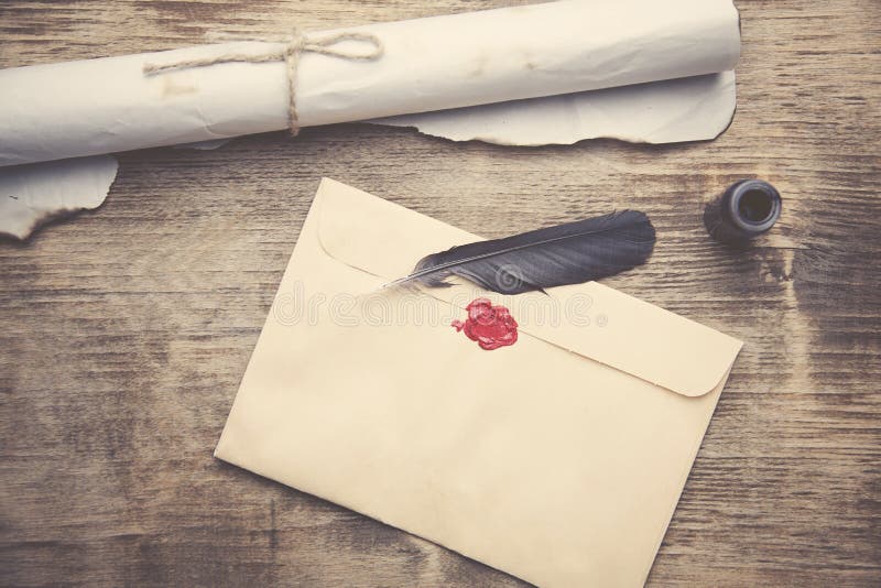 Old Envelope with Red Sealing Wax Stock Image - Image of copy, open ...