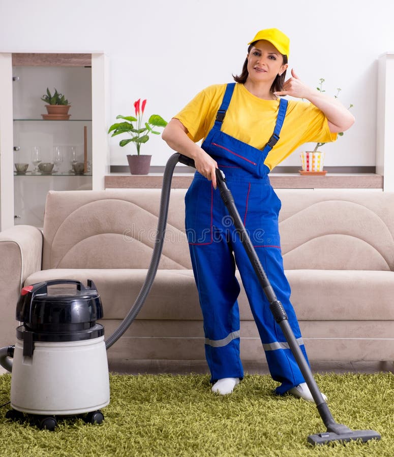 Old Female Contractor Doing Housework Stock Image - Image of dusty ...
