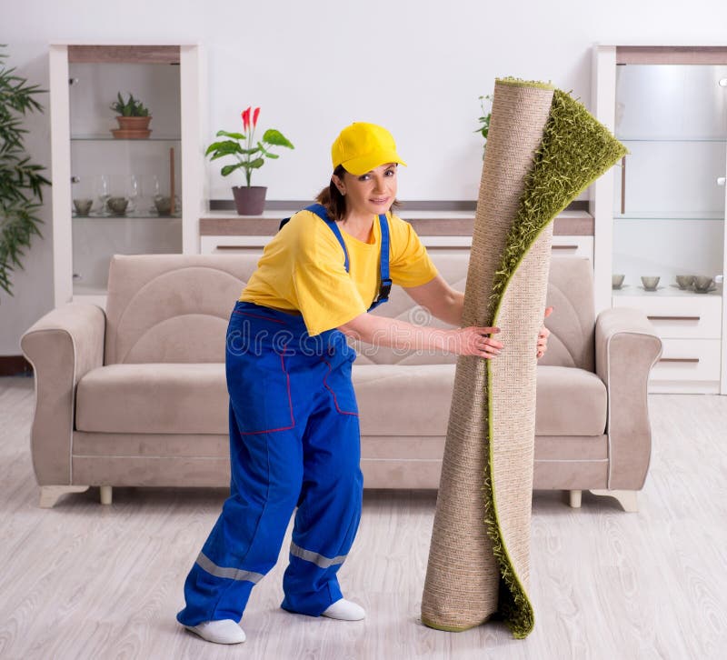 Old Female Contractor Doing Housework Stock Image - Image of ...