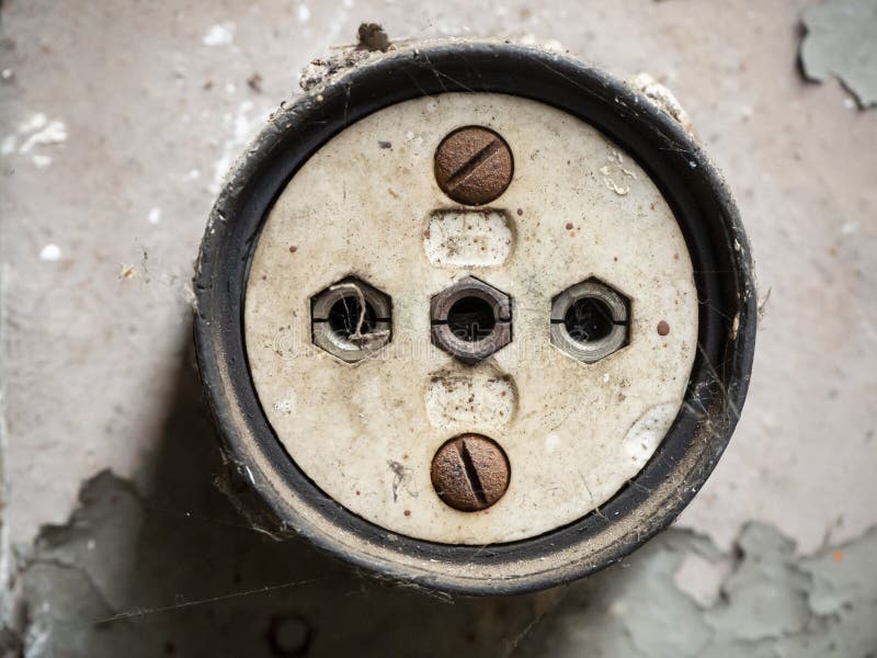 An Old Female Electrical Socket with Rusty Screws Stock Image - Image ...