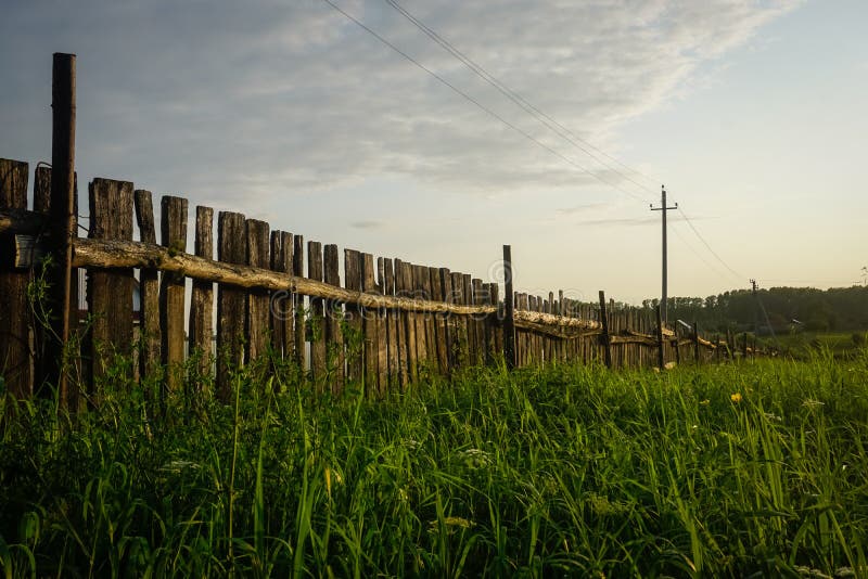 Old Fence in a Russian Village Stock Photo - Image of blue, abandoned ...