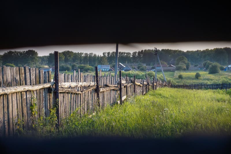 Old Fence in a Russian Village Stock Image - Image of empty, roof ...