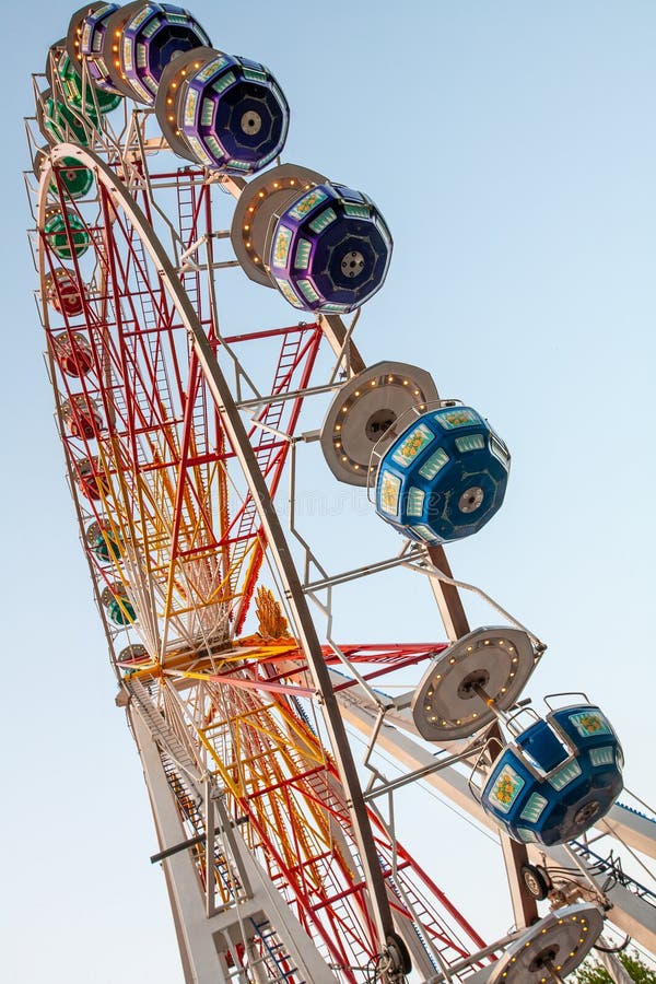 Old Ferris Wheel with Sky in the Background Stock Image - Image of ...
