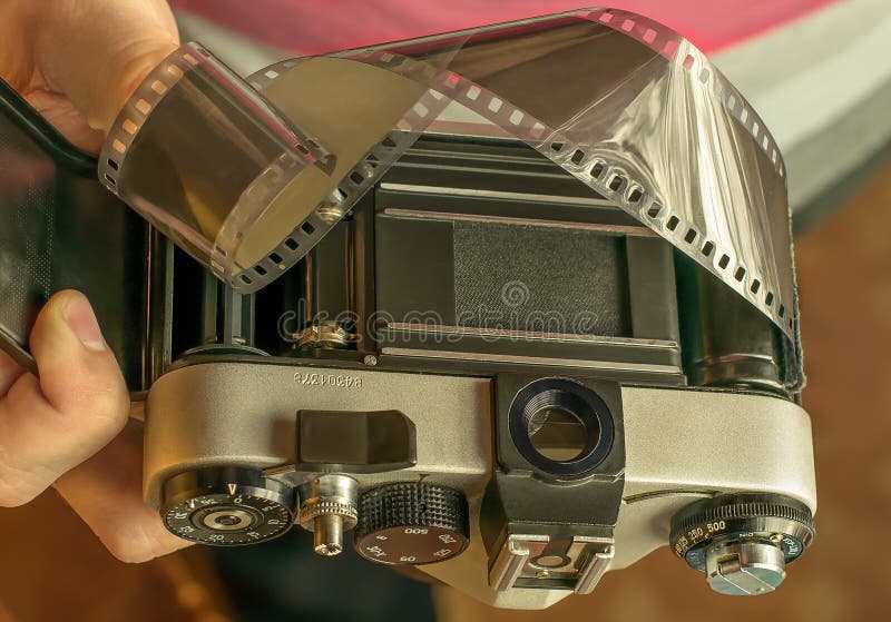 Old Film Camera with an Open Back Cover Stock Image - Image of film ...