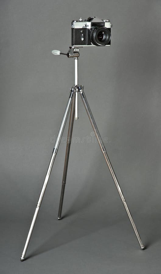 Old Film Camera and Retro Steel Tripod Stock Image - Image of retro ...