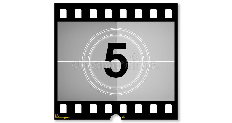 Old Film Movie with Timer Count Number Five Stock Illustration ...