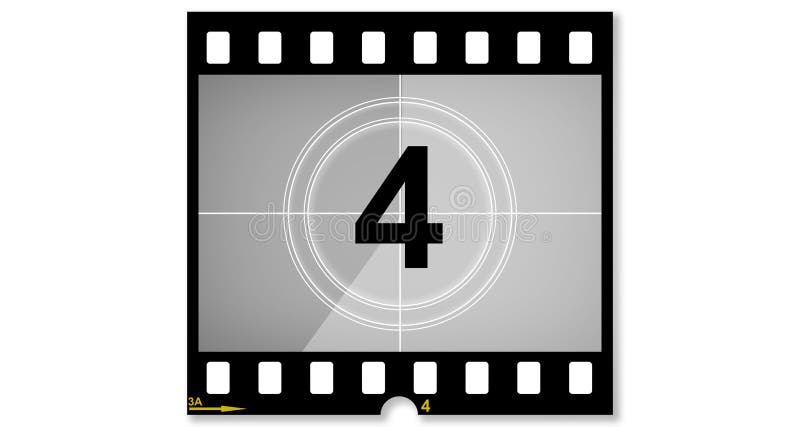 Old Film Movie with Timer Count Number Four Stock Illustration ...