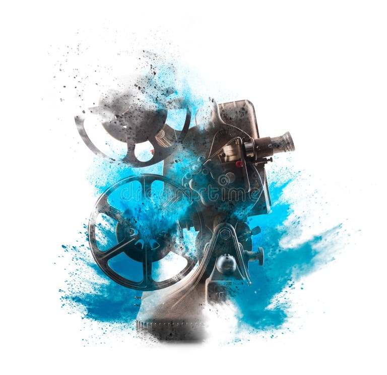 Old Film Projector with Colored Explosion Stock Photo - Image of light ...