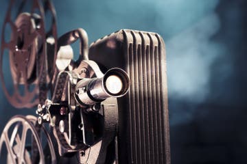 Old Film Projector with Dramatic Lighting Stock Photo - Image of ...
