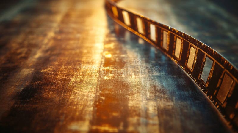 Old Film Reel on Rustic Wooden Surface Stock Illustration ...