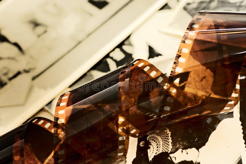 Old Film Strip and Photos Background Stock Image - Image of empty ...