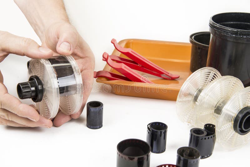 Old Film Tank Developer with Photo Tools. Stock Photo - Image of roll ...
