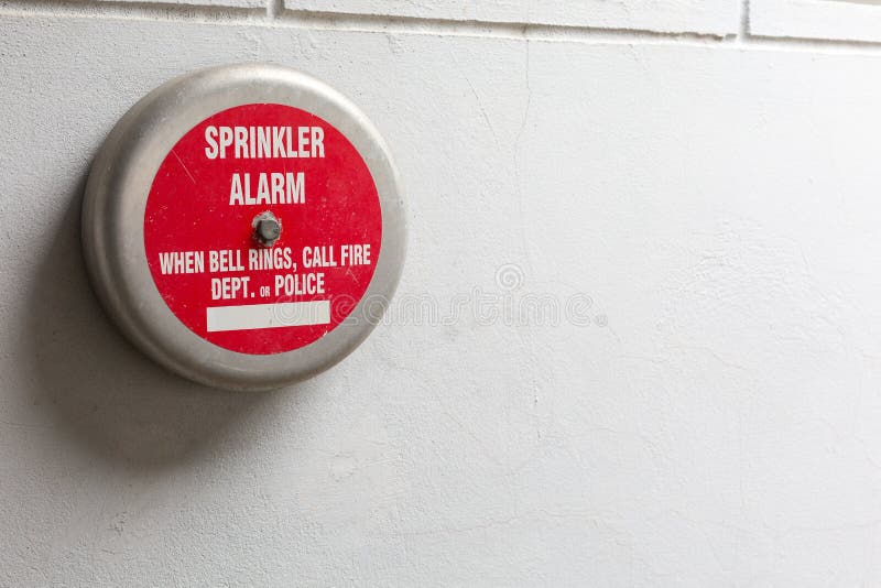 Old Fire Alarm , Sprinkler Alarm Signal on the Wall and Copy Space ...