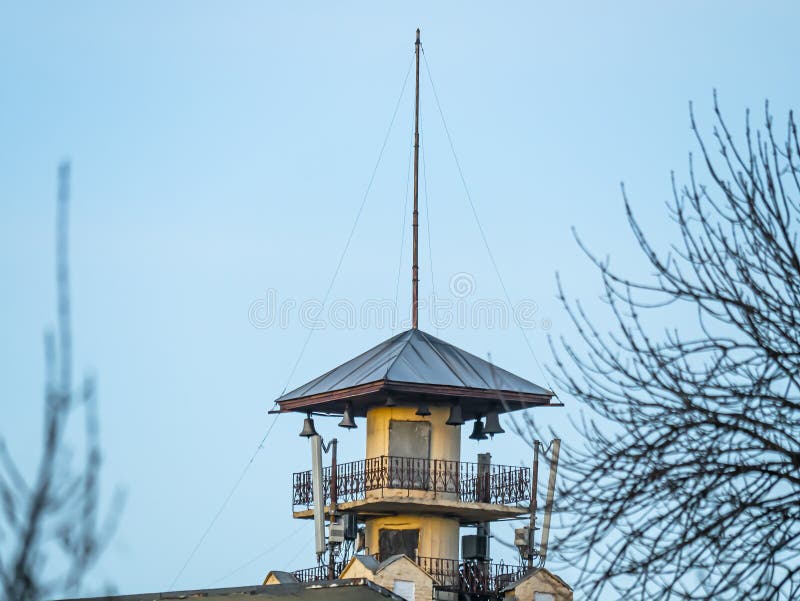 Old Fire Tower On A Background Of Blue Sky Stock Image - Image of roofs ...