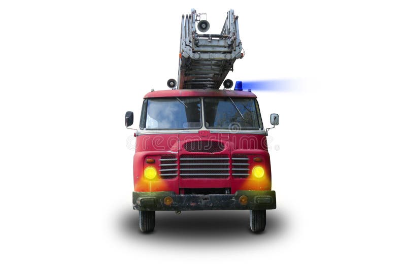 Old Fire Truck. Front View Isolate. Car with Special Signal and ...