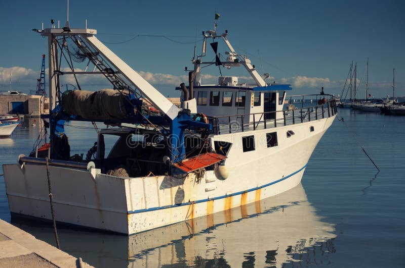 Old Fishing Boat in Bari, Italy Stock Photo - Image of boat, landmark ...
