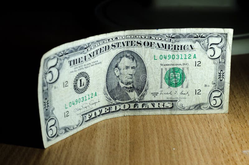 Old USA Money Five Dollar Note Stock Photo - Image of bank, currency ...