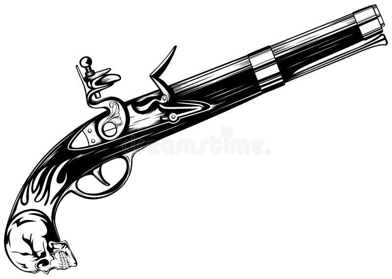 Old flintlock pistol stock vector. Illustration of medieval - 48926743