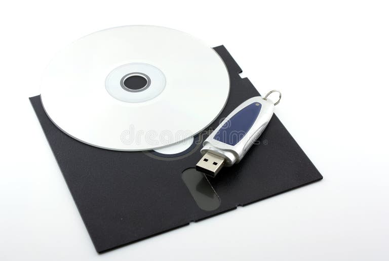 Old Floppy Disk, CD-ROM and USB-memory Stock Image - Image of shape ...
