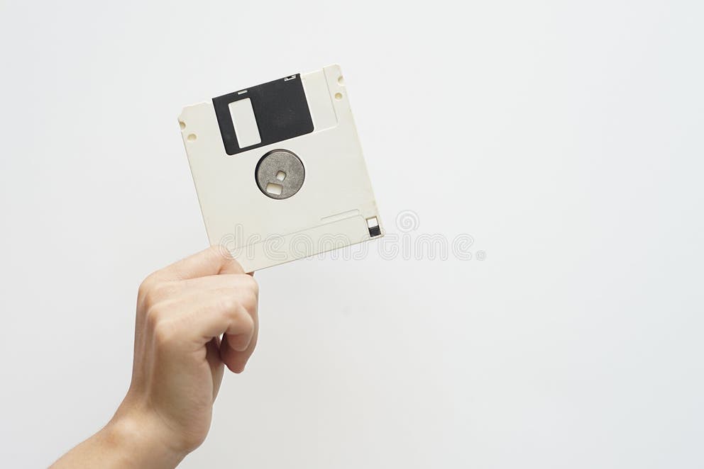 Aold Floppy Disk in Hand Isolated on White Background with Copy Space ...