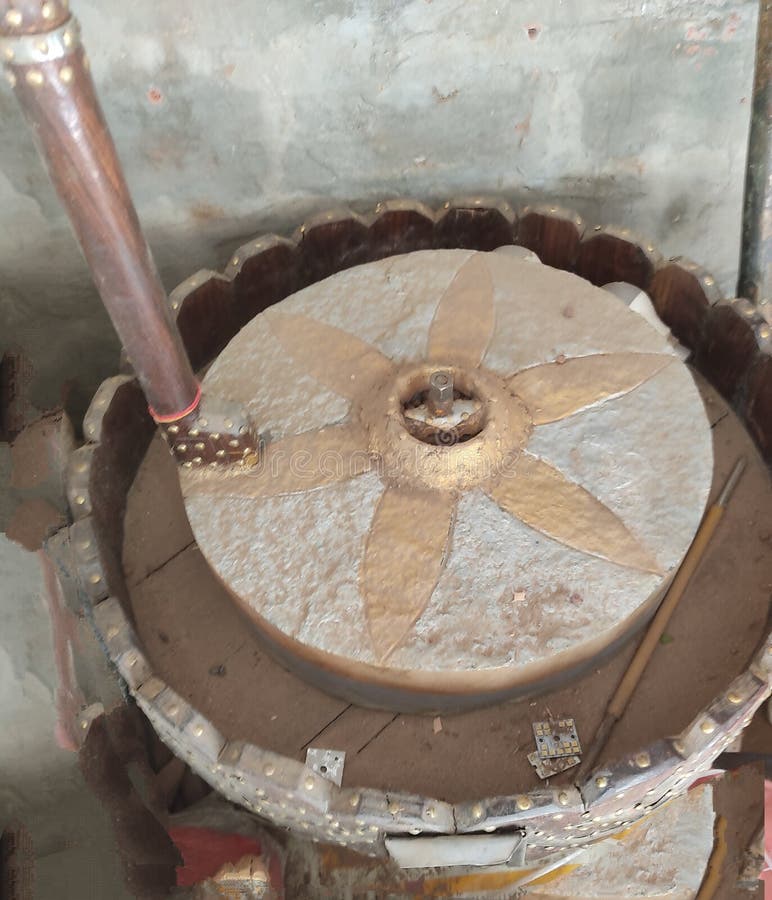 Old Flour Mill ( Atta Chakki) Stock Image - Image of table, sculpture ...