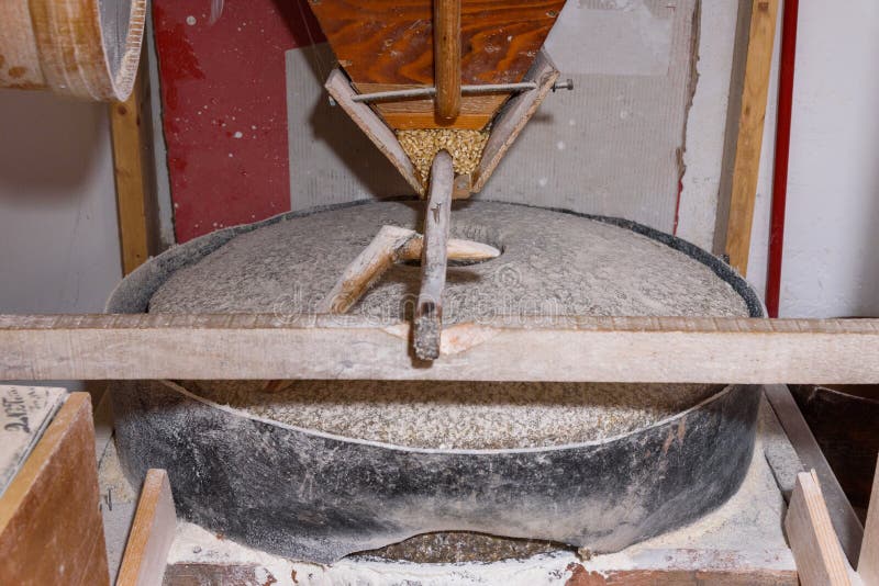 Old Flour Mill. Interior of a Flour Mill. Primitive Grain Grinder at a ...