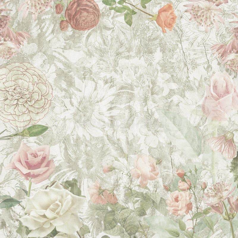 Old flowers paper texture stock illustration. Illustration of color ...