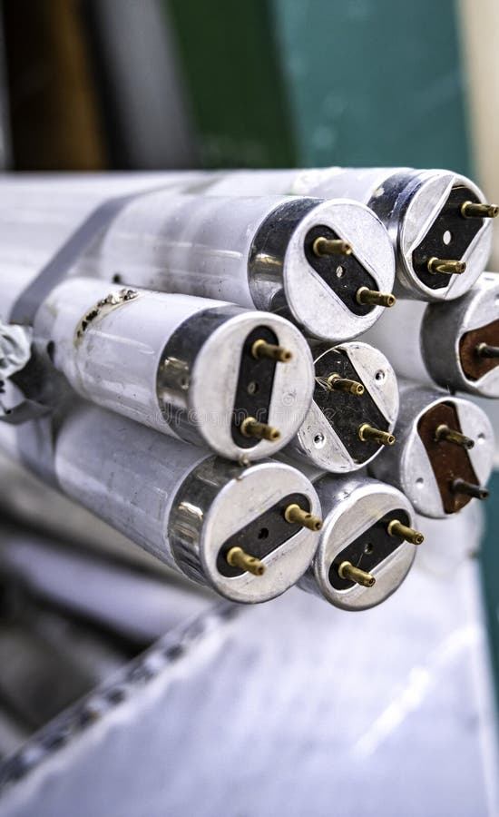 Old fluorescent lights stock photo. Image of architecture - 350203418