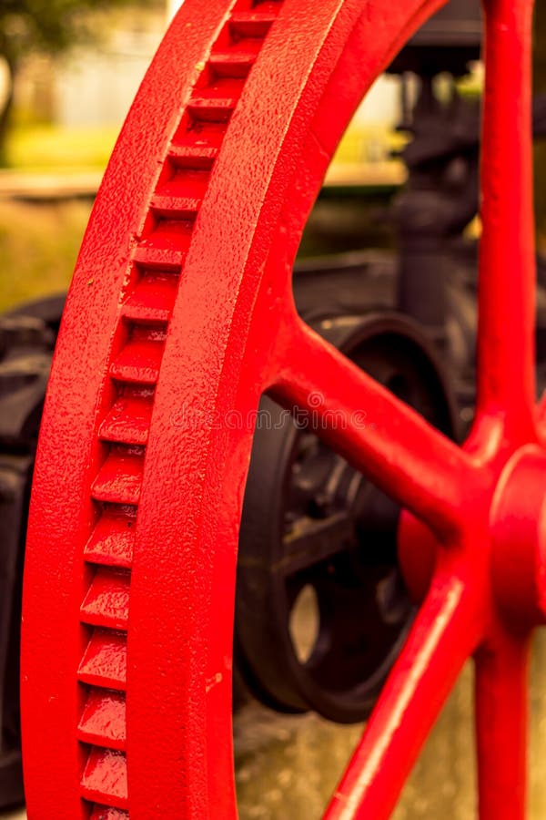 Old red flywheel stock photo. Image of retro, steam - 202507196