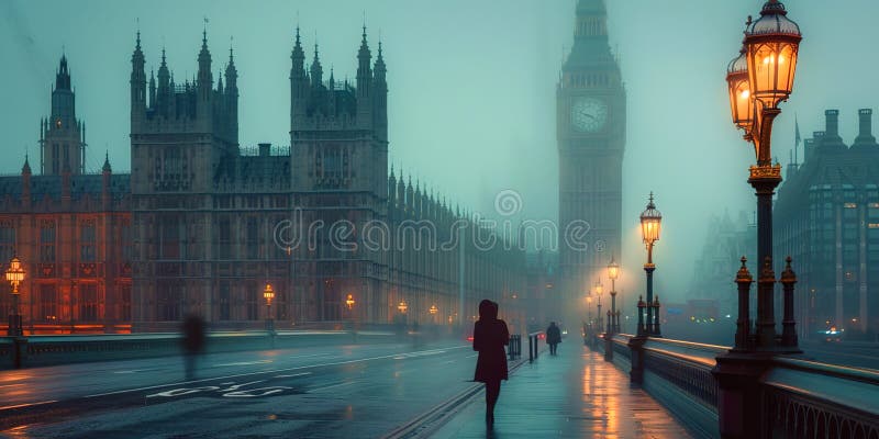 Old foggy London stock image. Image of winter, mist - 331084425