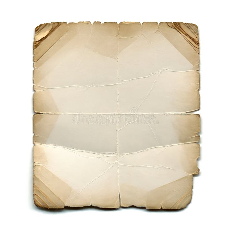 Old Folded Paper Sheet with Aged and Worn Dog-eared Corners Stock ...
