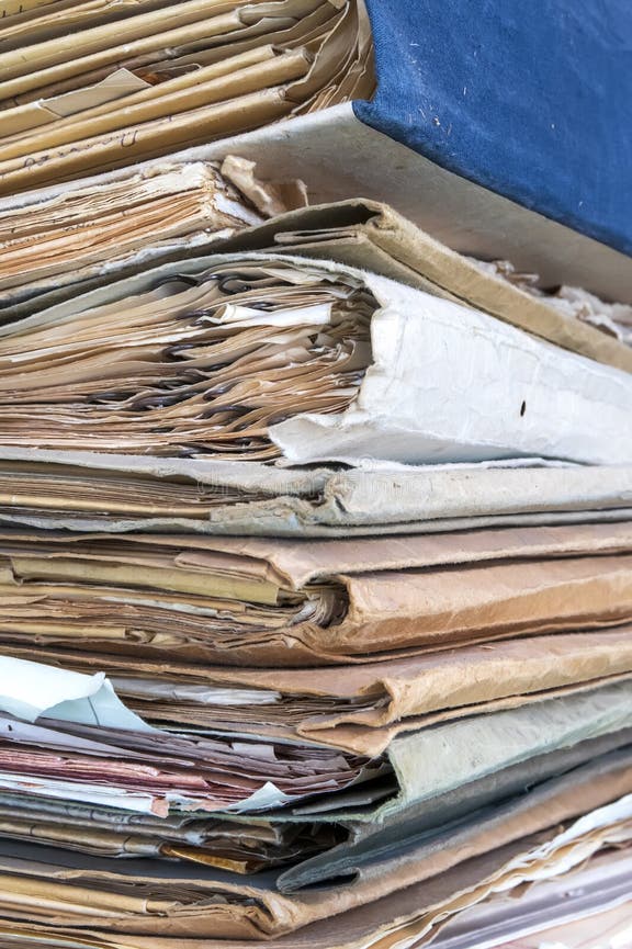 Old Folders with Documents in the Library. Stock Photo - Image of ...