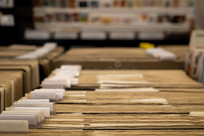 Old Folders of Postcard Archives in Postcard Store. Stock Photo - Image ...