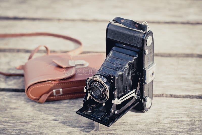 Old folding camera stock image. Image of film, vintage - 23579171