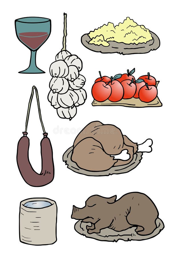 Old food elements stock vector. Illustration of glass - 89784374