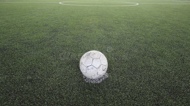 Soccer Ball at Kickoff on Fake Soccer Field Stock Image - Image of ...