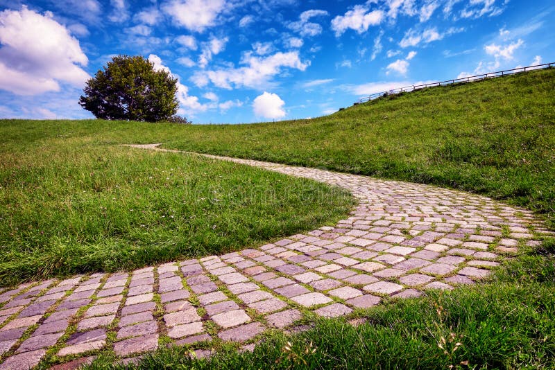 Old footpath stock image. Image of tree, landscape, sunlight - 45464199
