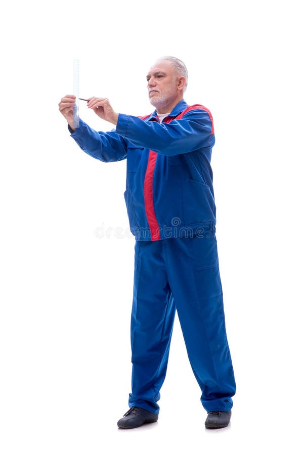 Old Foreman Isolated on White Stock Photo - Image of meter, improvement ...