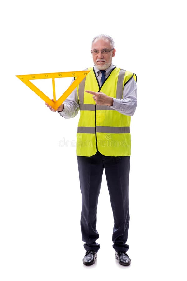 Old Foreman Isolated on White Stock Image - Image of male, showing ...