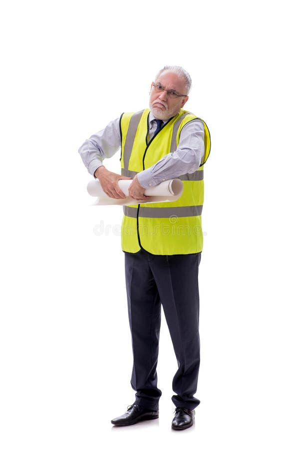 Old Foreman Isolated on White Stock Photo - Image of workaholic ...