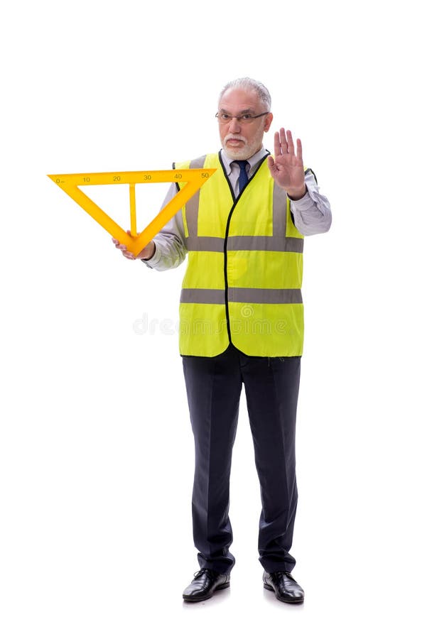 Old Foreman Isolated on White Stock Image - Image of draftsman, builder ...