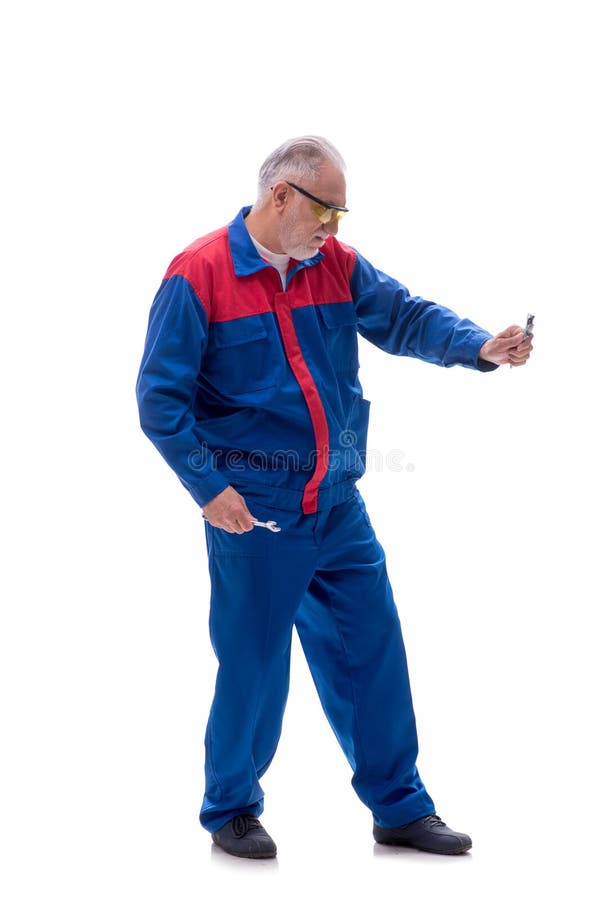 Old Foreman Isolated on White Stock Image - Image of industrial ...