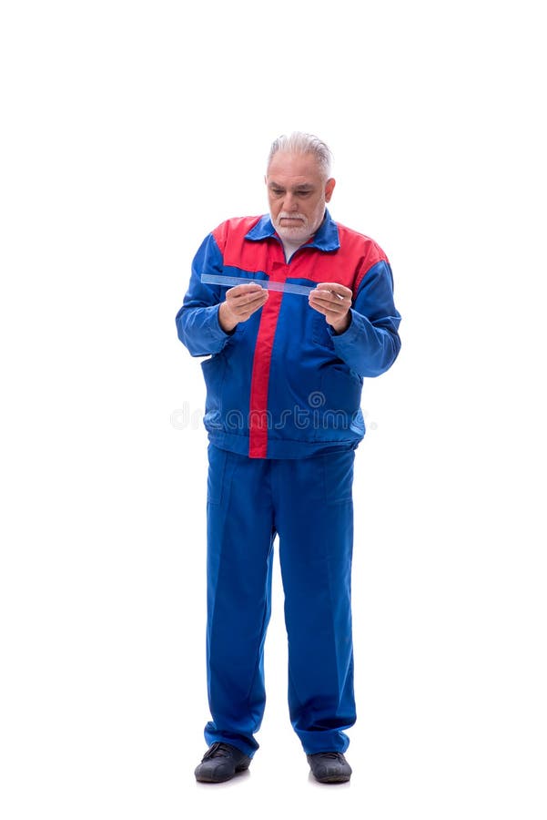Old Foreman Isolated on White Stock Photo - Image of foreman, ruler ...