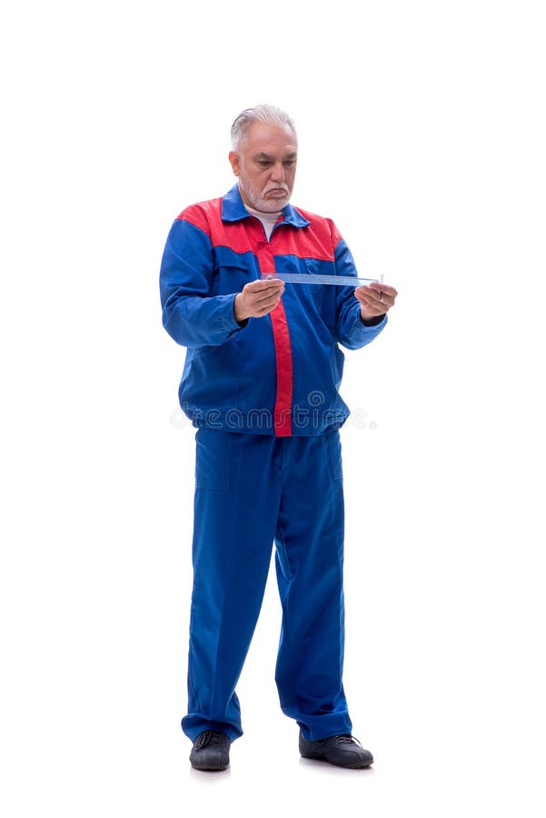 Old Foreman Isolated on White Stock Photo - Image of holding ...