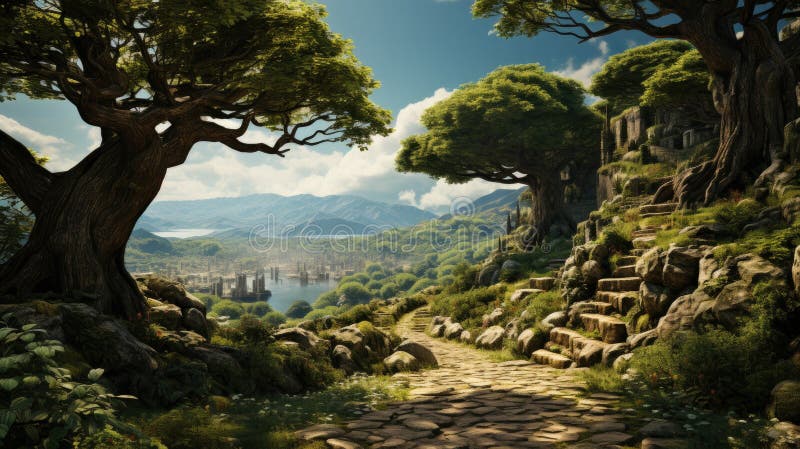 Old Forest Road Path Surrounded by Trees and Plants with Stones ...